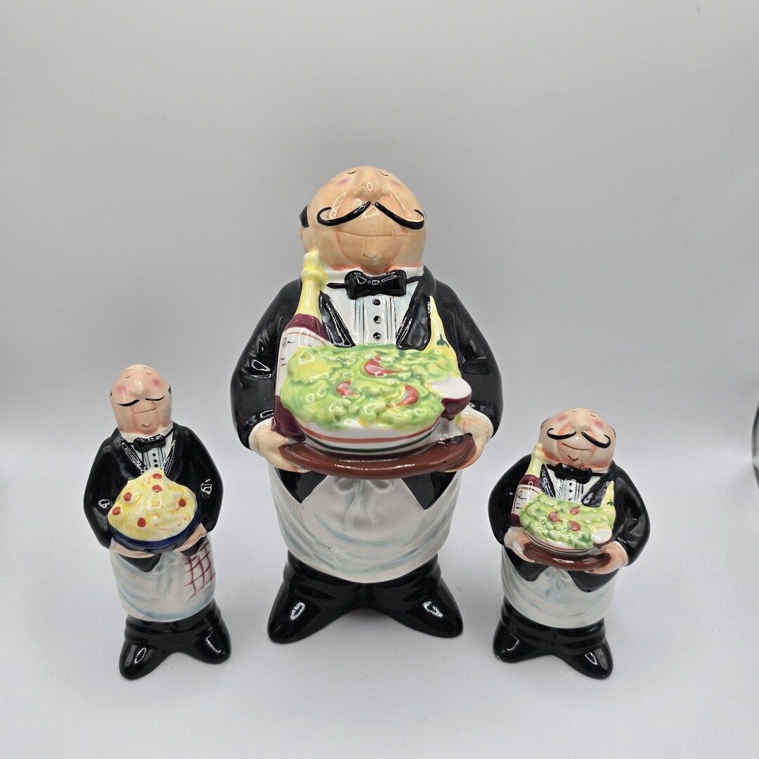 Figural Waiter Cheese Shaker With Salt and Pepper Shakers Discontinued ...