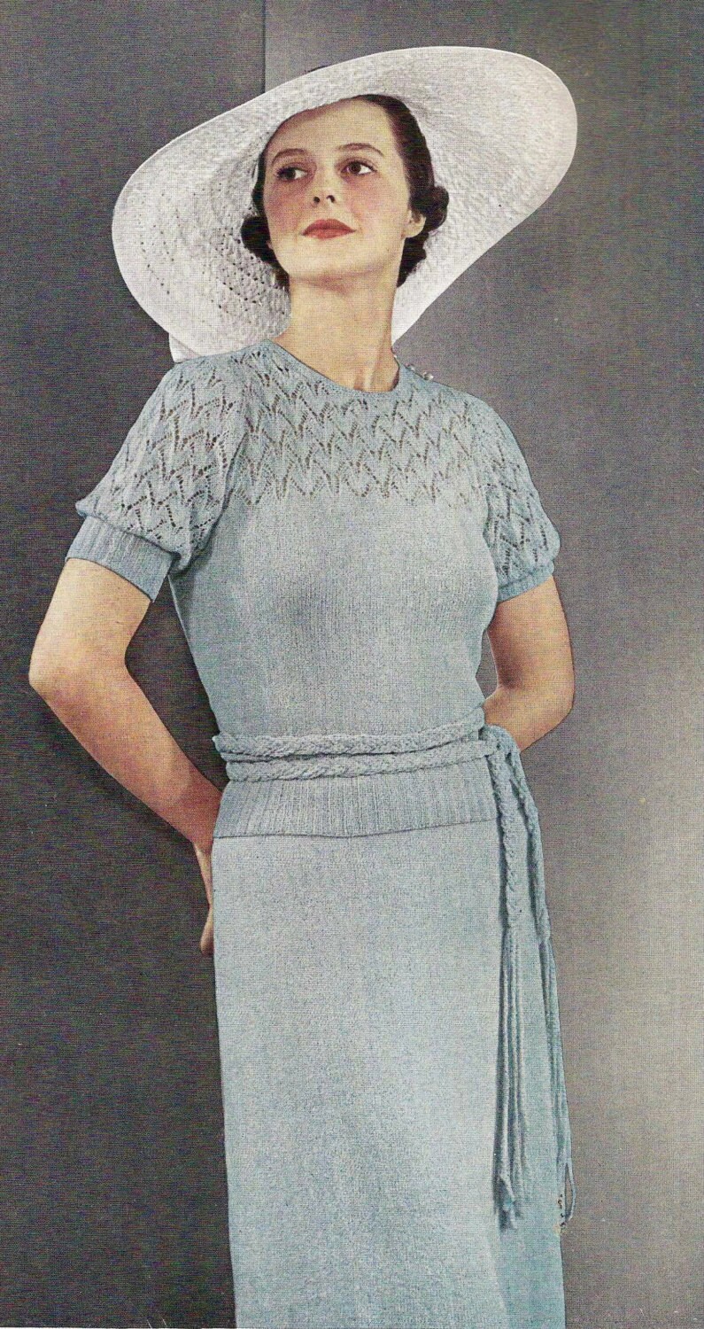 Tea Dress Vintage Knitting Pattern 430 - Etsy