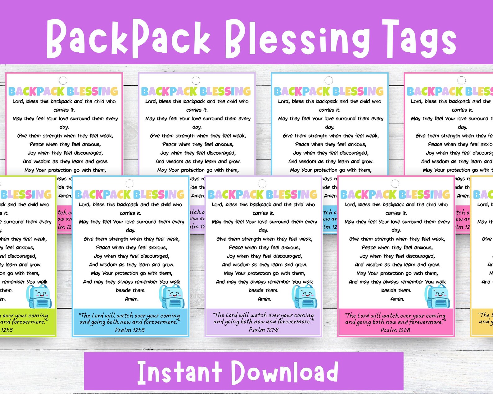 Backpack Blessing Tag, Back to School Prayer Printable, Lunchbox Notes ...
