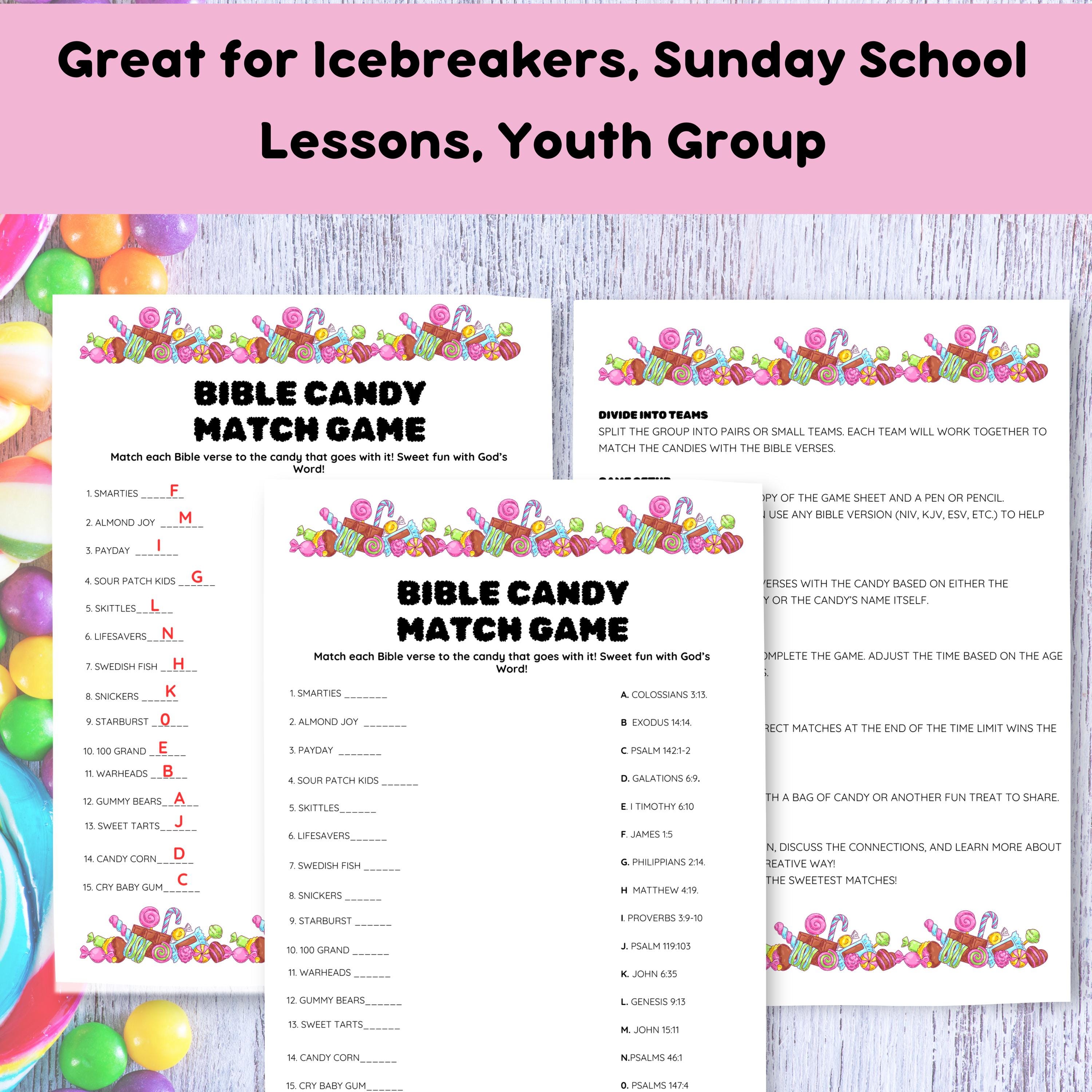 Bible Candy Match Game, Church Games, Women's Ministry Games, Retreat ...