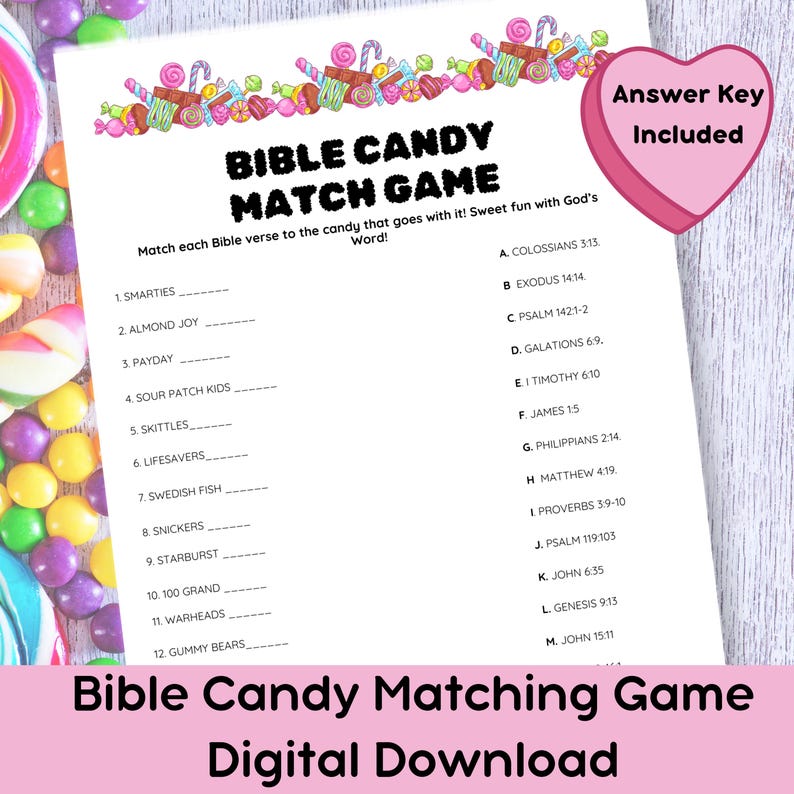 Bible Candy Match Game, Church Games, Women's Ministry Games, Retreat ...