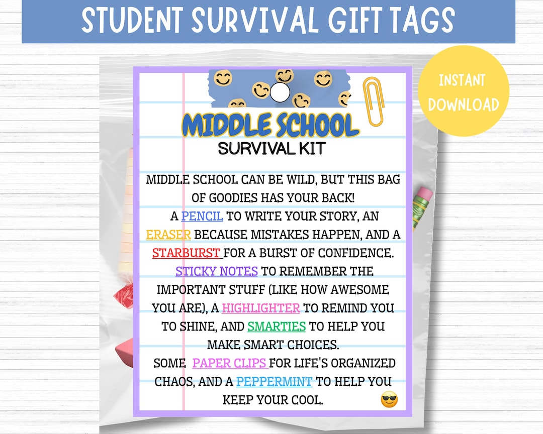Student Survival Kit, Happy First Day of School, Middle School, Welcome ...