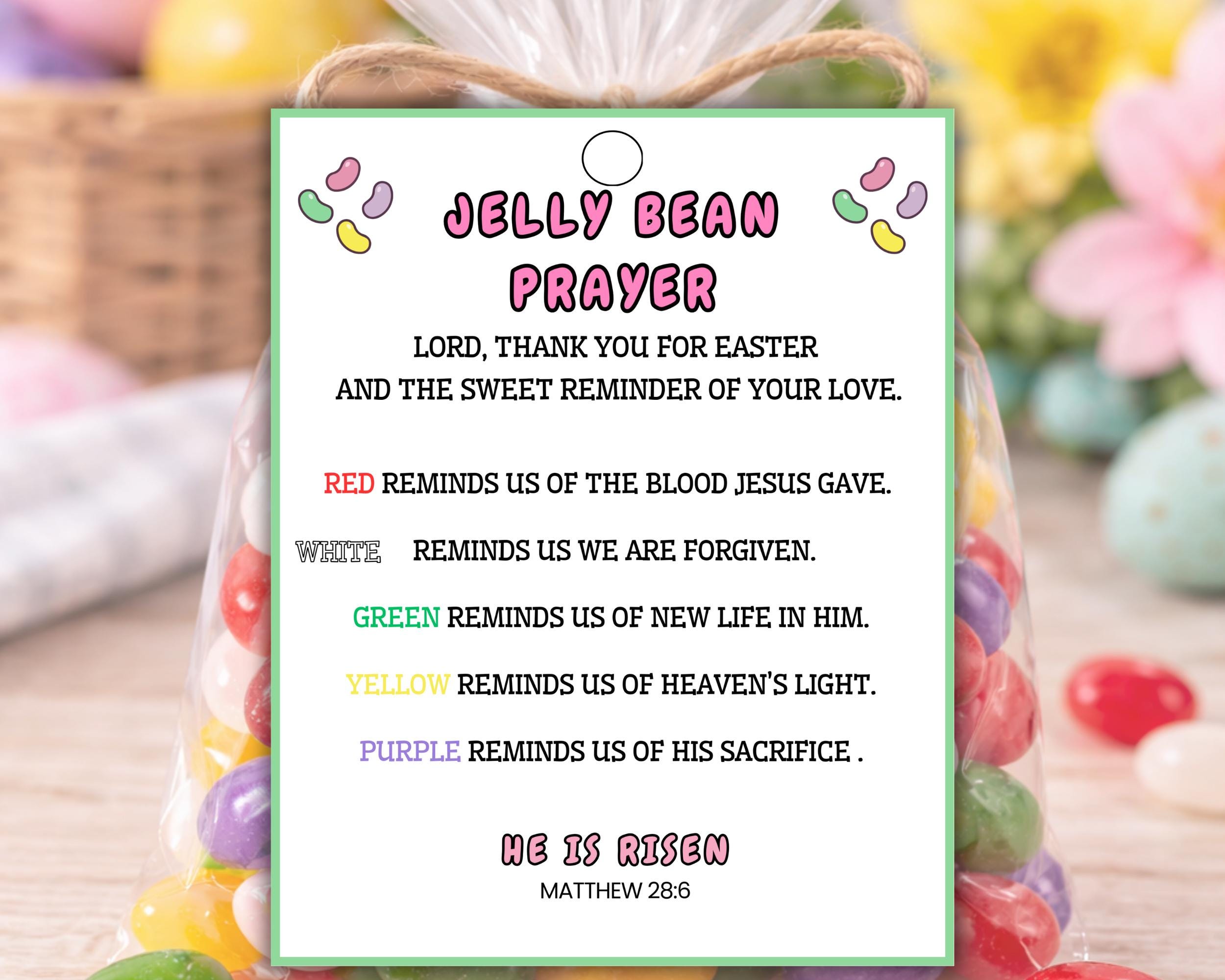 Easter Jelly Bean Prayer Tags Printable, Easter Religious, He is Risen ...