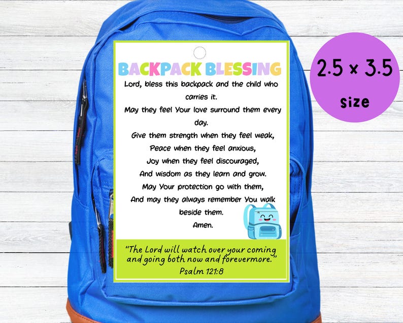 Backpack Blessing Tag, Back to School Prayer Printable, Lunchbox Notes ...