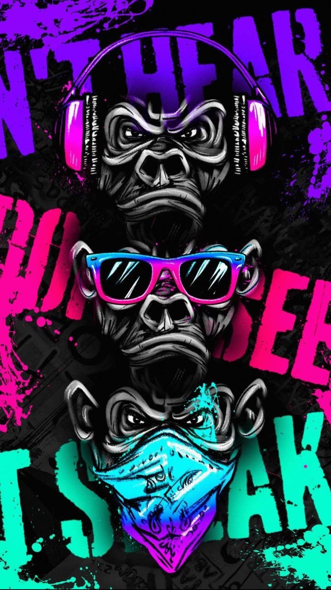 3 Monkeys Logo Graffiti Drip See No Evil Hear No Evil Say No Evil Svg ...