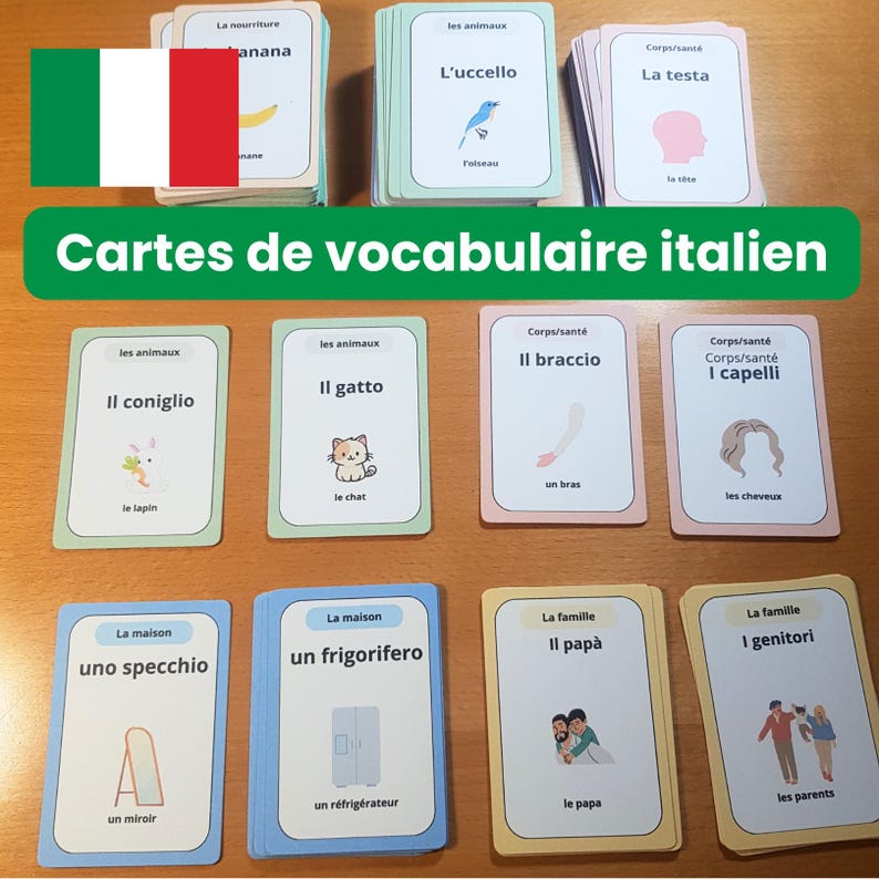 Italian Vocabulary Cards – Learn Italian Easily! - Etsy