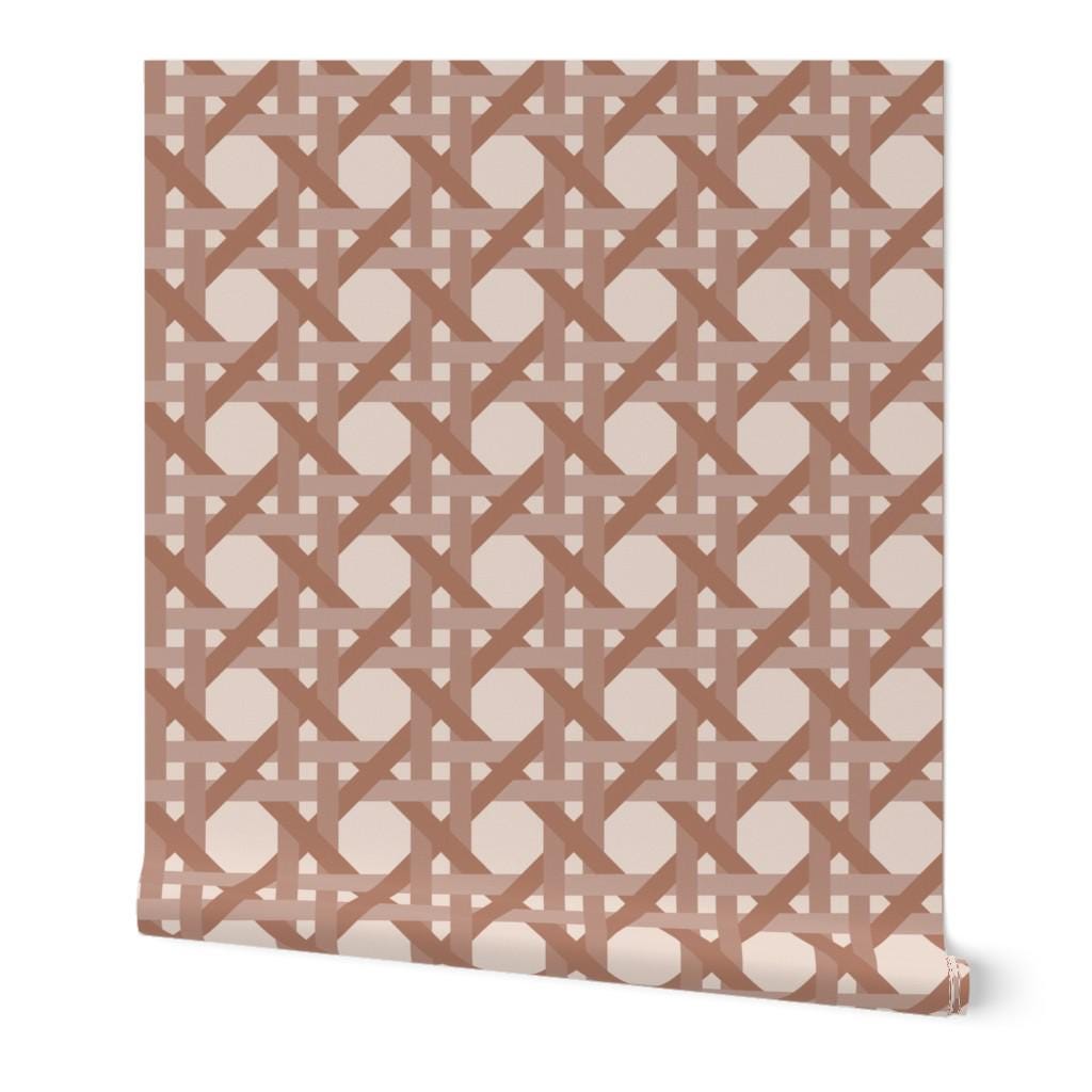 Cane Weave Pattern Geometric Wallpaper, Mocha Mousse (light), Pantone ...