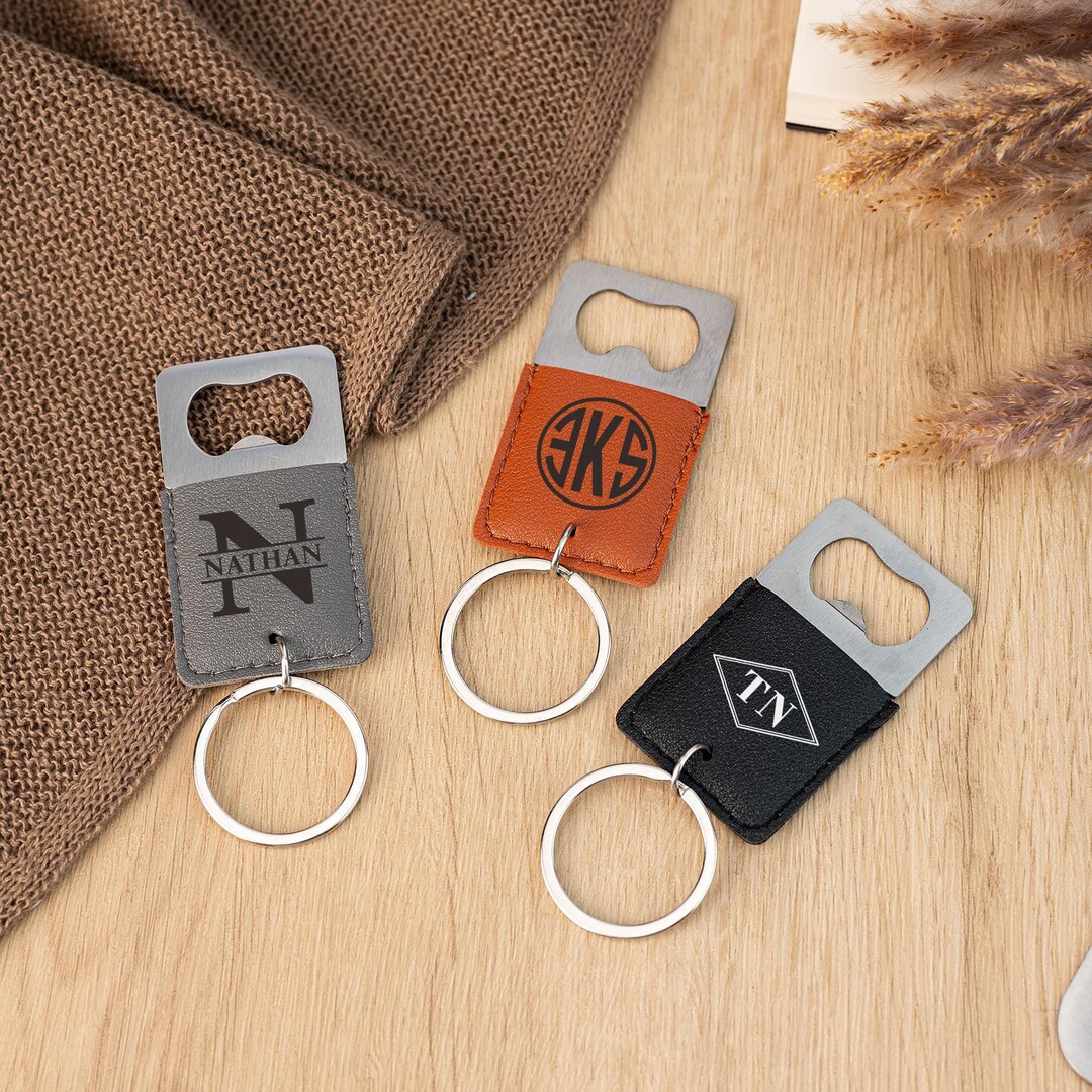 Bottle Opener Keychain, Personalized Leather Keychain With Bottle ...