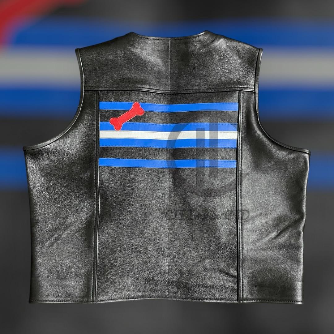 Hand Stitched Leather Men Berlin Bar Club Bar Vest Cowhide Leather ...