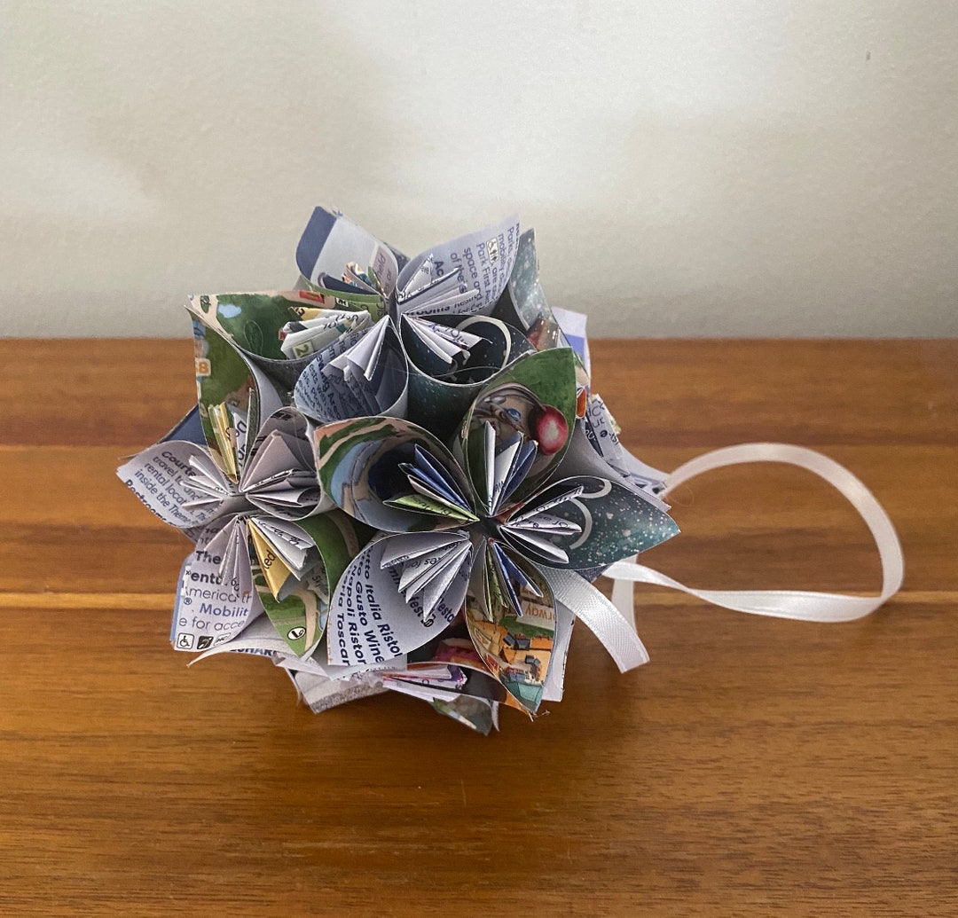 Epcot Disney World Park Map Small Paper Flower Pomander Ornament First ...