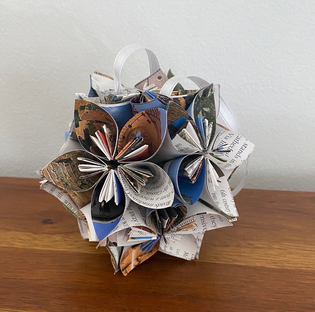Italy Travel Book Map Small Paper Flower Pomander Ornament First Paper ...