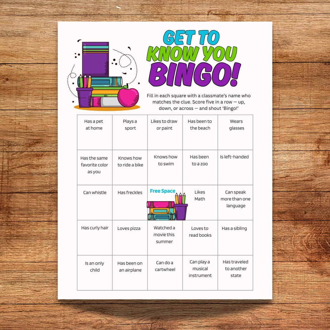 Back to School Bingo Game: Icebreaker Activity for Kids (printable ...