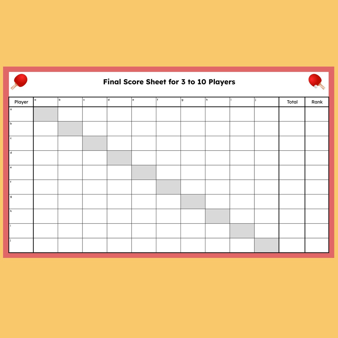 Paper Forms for Table Tennis Singles Tournament Round Robin Planner ...