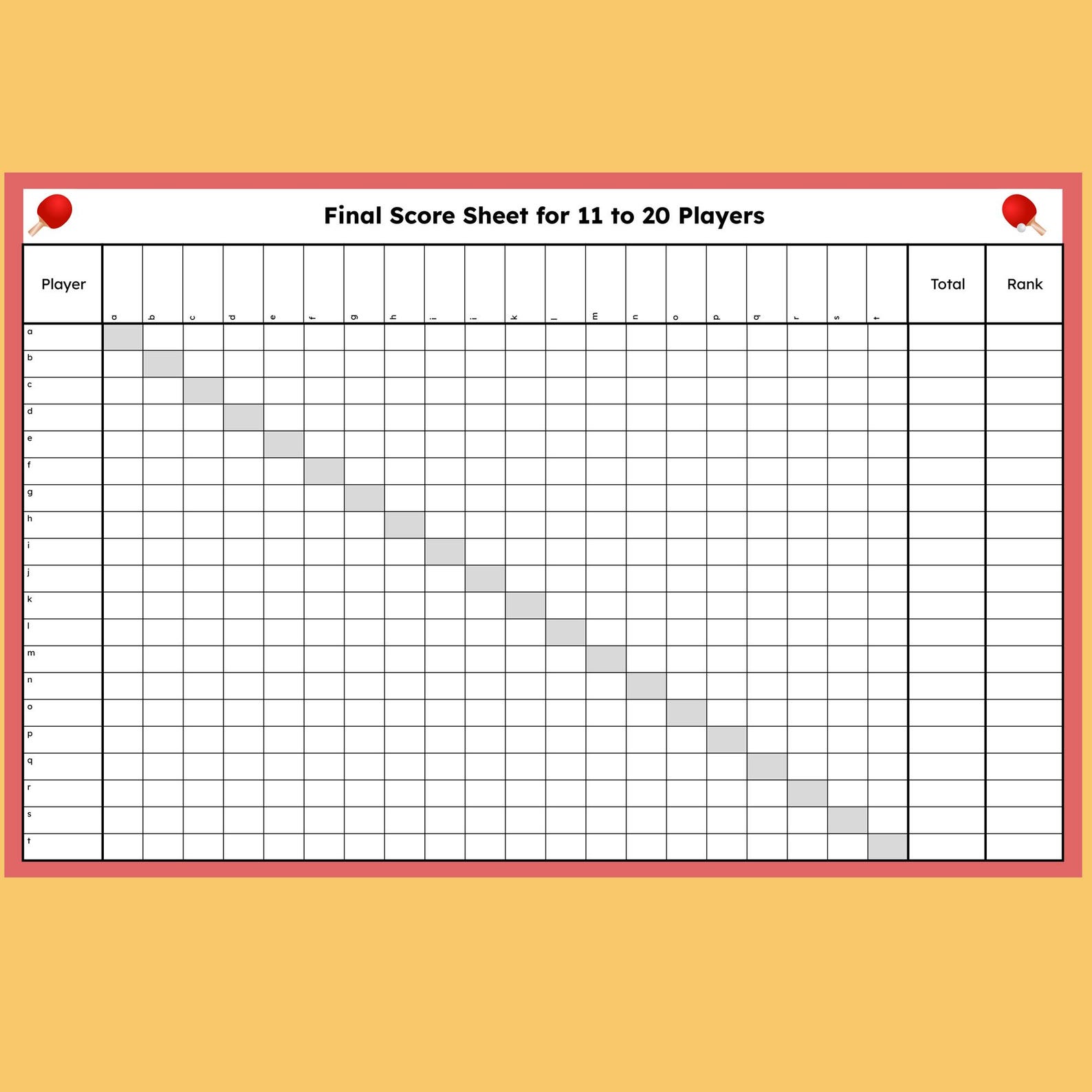 Paper Forms for Table Tennis Singles Tournament Round Robin Planner ...