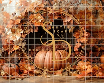 Autumn Digital Background. Orange Pumpkins. Fall Digital Backdrop for Photography. Instant ...