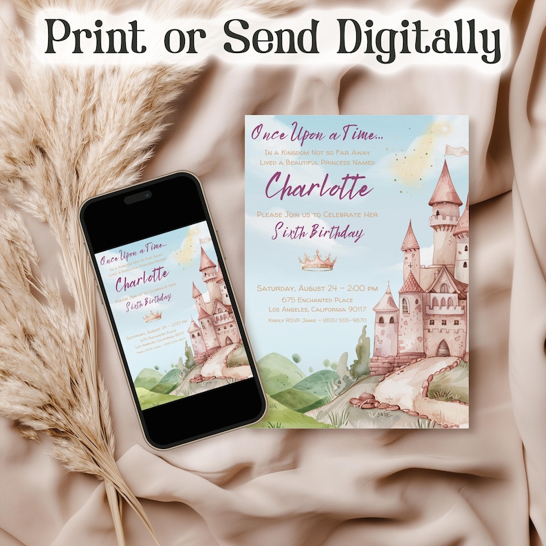 Editable Princess Birthday Invitation, Once Upon a Time Invitation ...