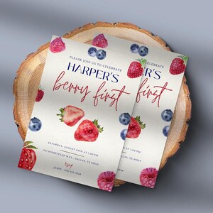 Berry First Birthday Invitation: Strawberry Theme (digital Download) - Etsy