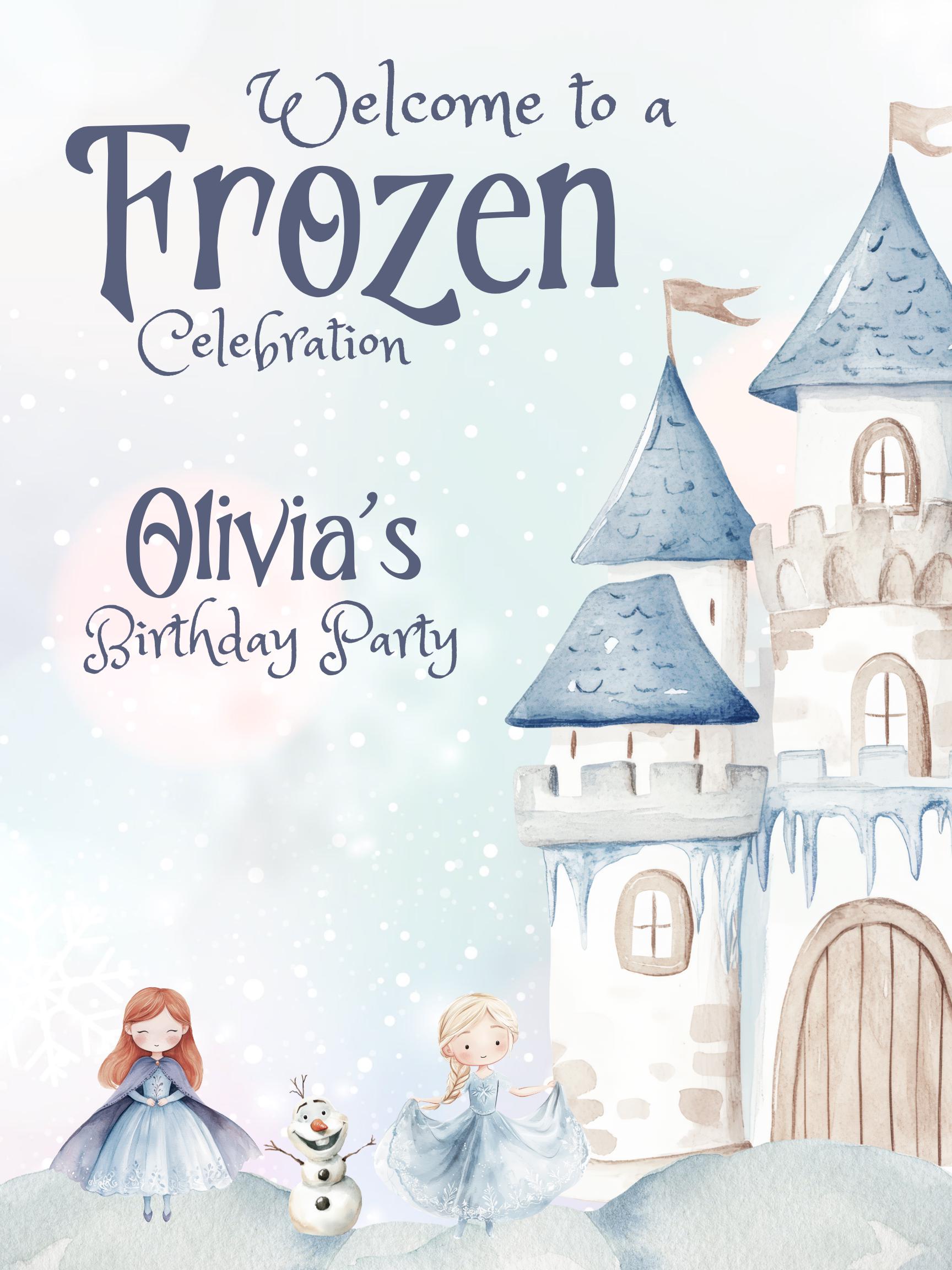 Frozen Birthday Welcome Sign: Princess Elsa & Anna Party (EDITABLE ...