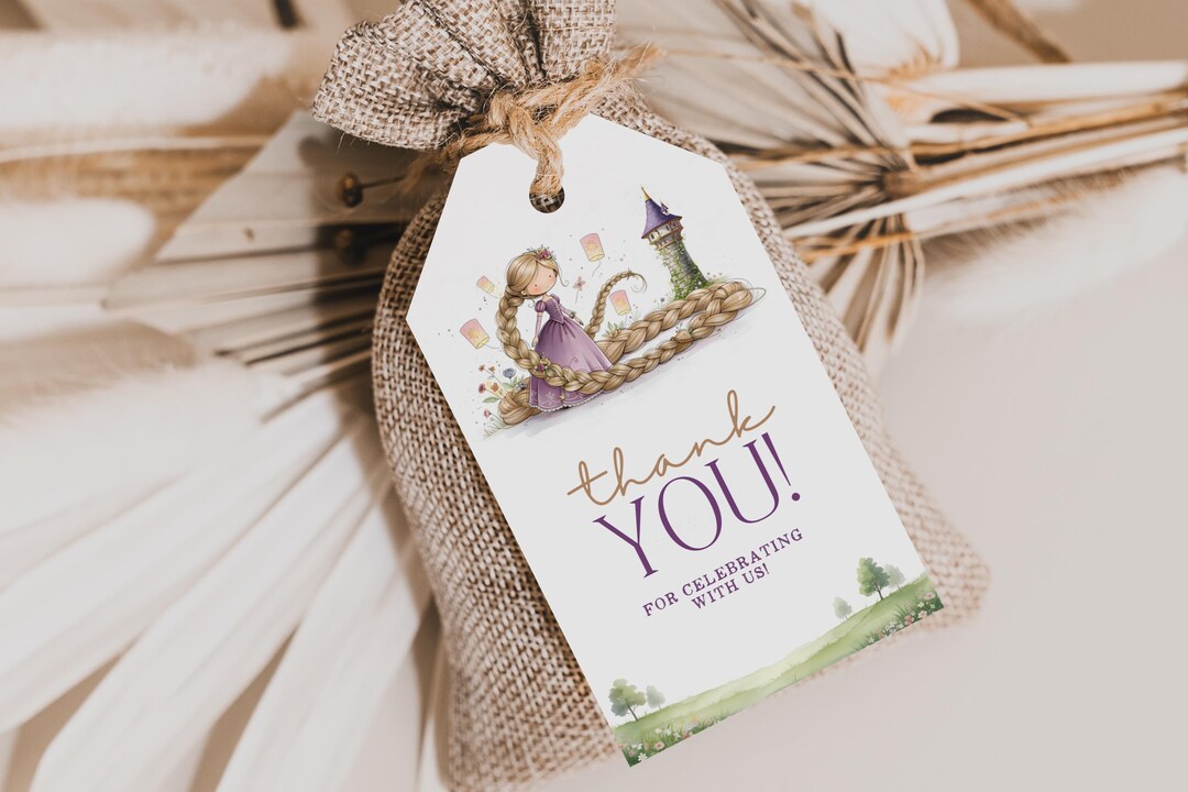 Rapunzel Birthday Gift Tag, Tangled Digital Invite, Digital Download ...