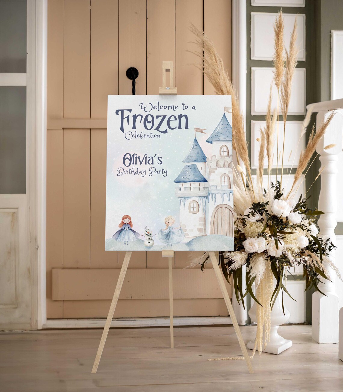 Frozen Birthday Welcome Sign: Princess Elsa & Anna Party (EDITABLE ...