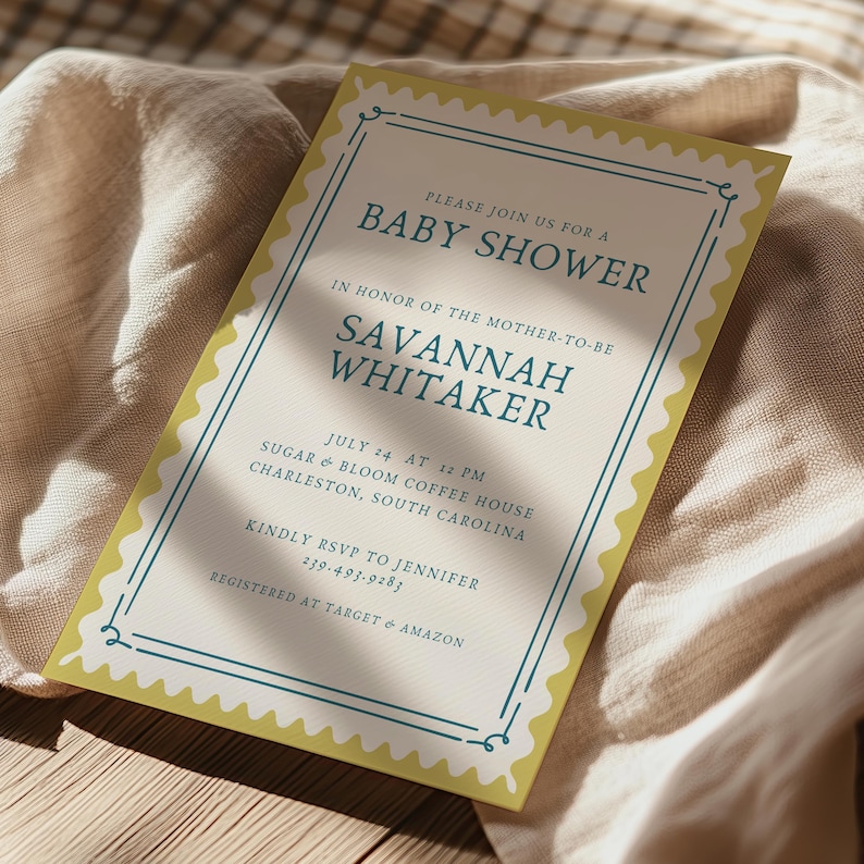 Modern Baby Shower Invitation Template, Editable Gender Neutral Baby ...