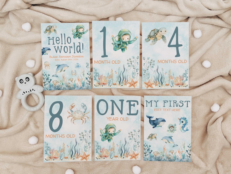Under the Sea Baby Milestone Cards: Newborn Keepsake (digital Download ...