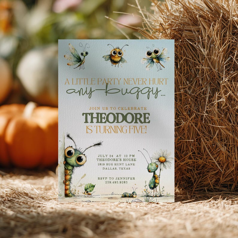 Editable Bug Birthday Invitation Template, Digital Download, Insect ...