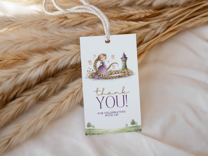 Rapunzel Birthday Gift Tag, Tangled Digital Invite, Digital Download ...