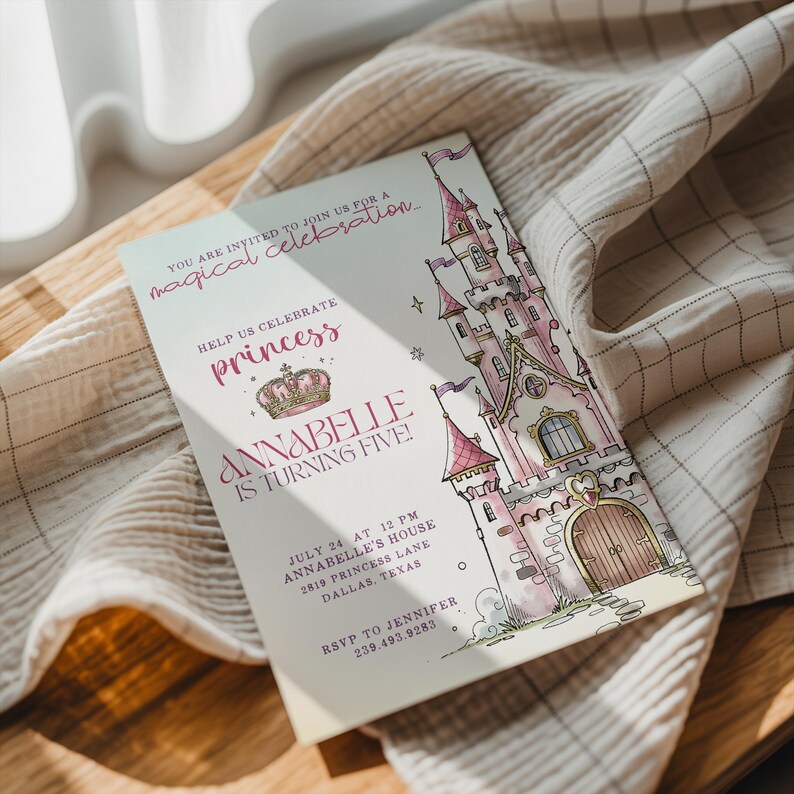 Editable Princess Birthday Invitation | Princess Birthday Template ...