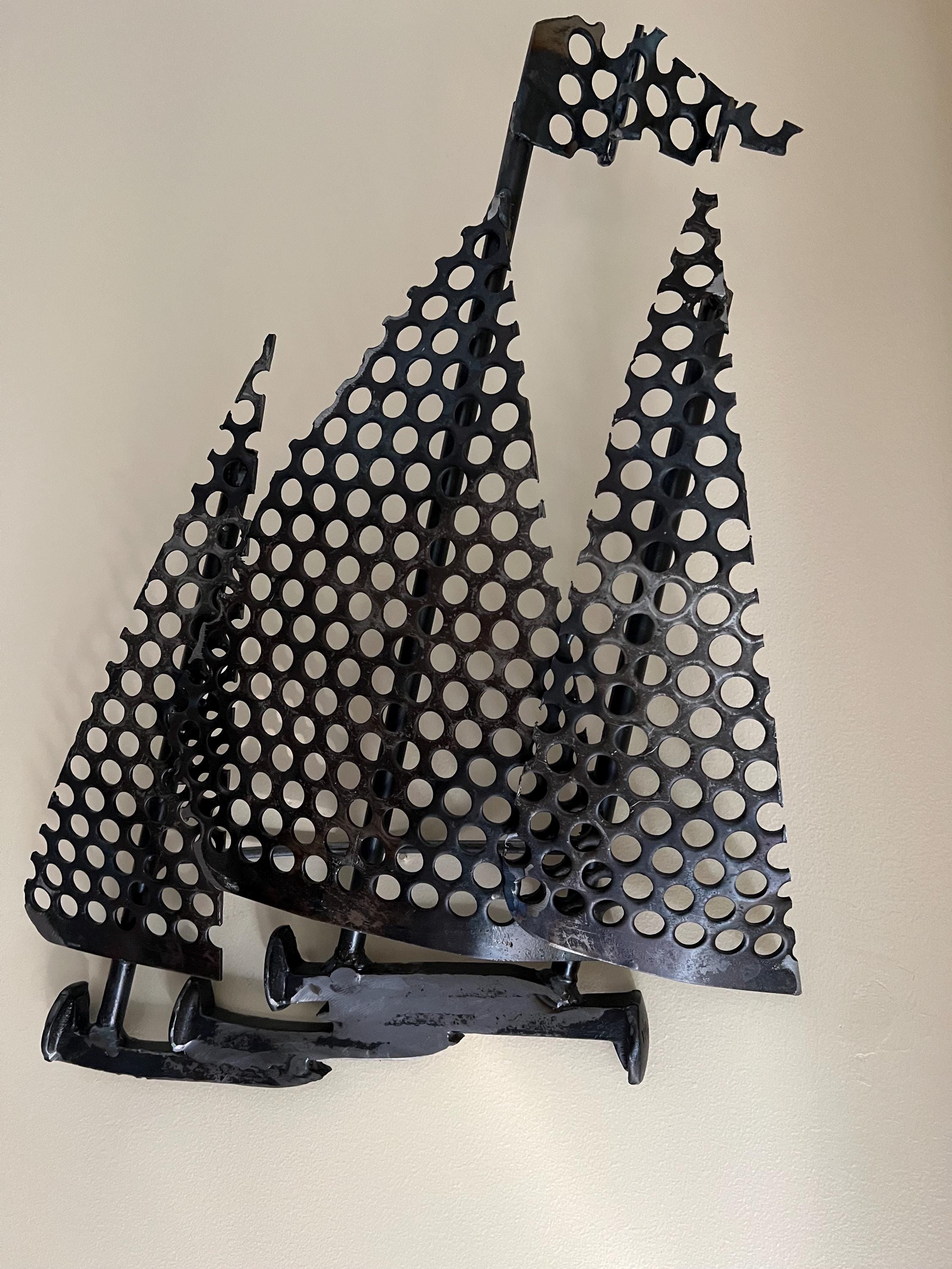Welded Steel Sailboat Sculpture: Scrap Metal Art Wall Hanging - Etsy