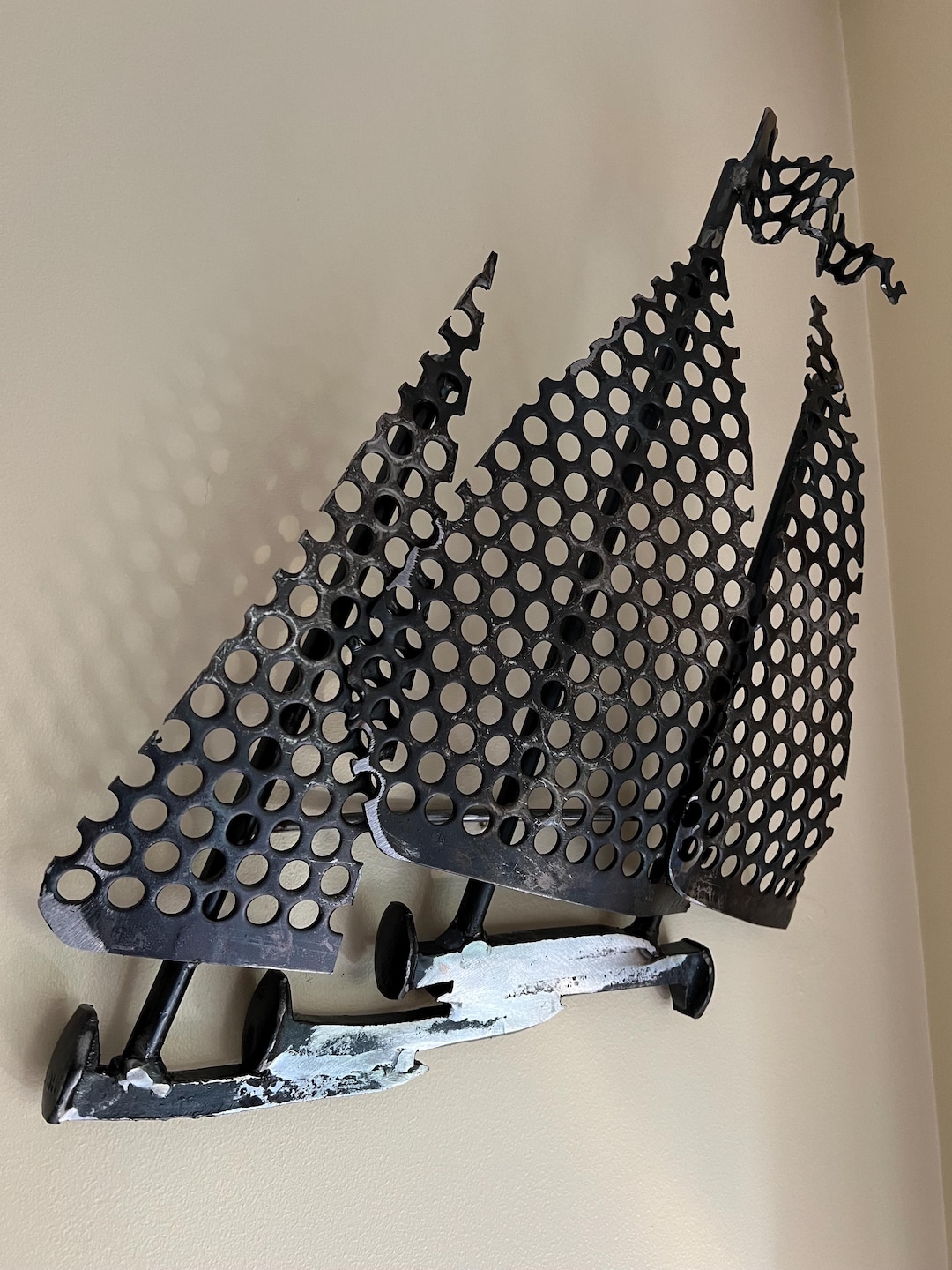 Welded Steel Sailboat Sculpture: Scrap Metal Art Wall Hanging - Etsy