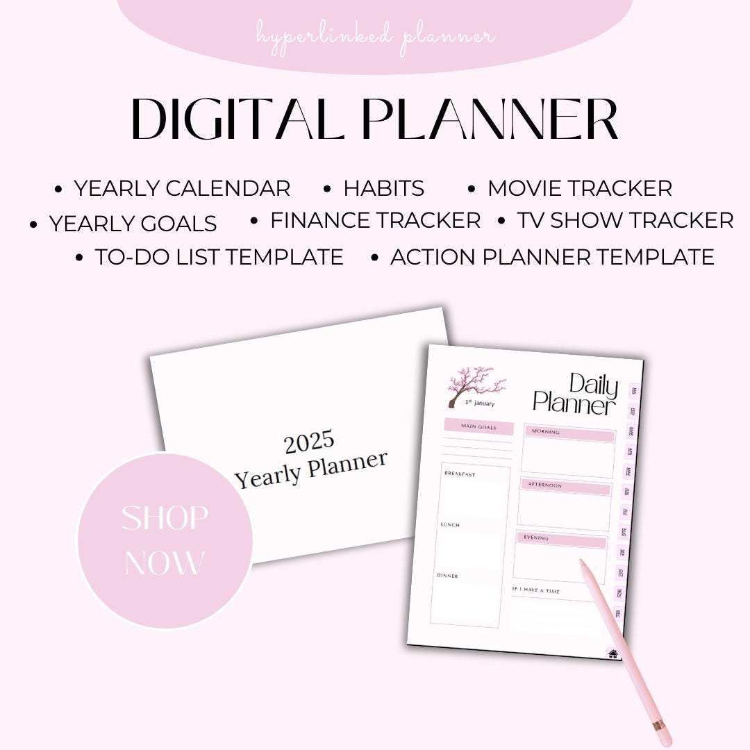 The Ultimate 2025 Pink Life Planner:daily Organization, Hyperlink,habit ...