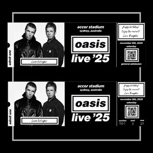 Oasis Live 2025 Tour Reunion Concert Ticket Printable Custom Personalized Ticket Gift Surprise ...
