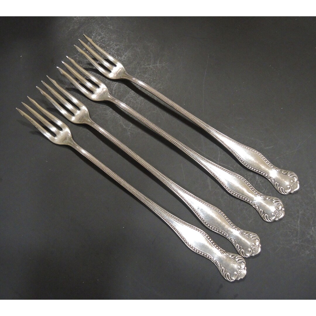 Vintage Cocktail Forks, Seafood Forks, Set of Four. Marked Silver Plate ...