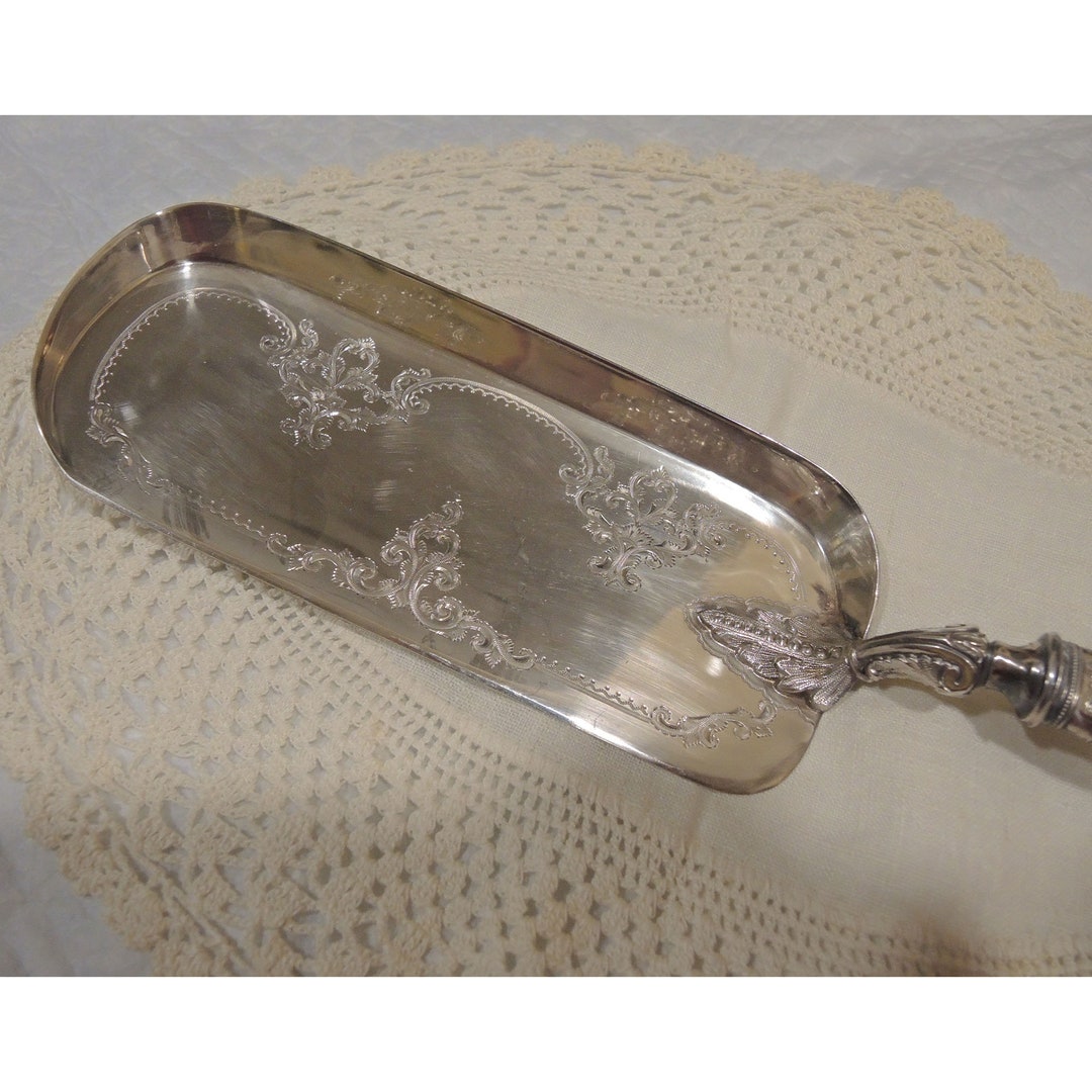 Mother of Pearl Handled Table Crumber, Engraved Silver, Initials HB & H ...