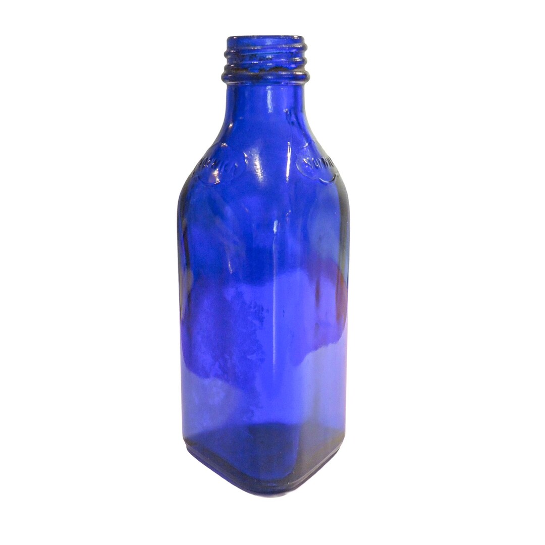 Vintage Norwich Cobalt Blue Glass Bottle, Triangle Apothecary Bottle ...