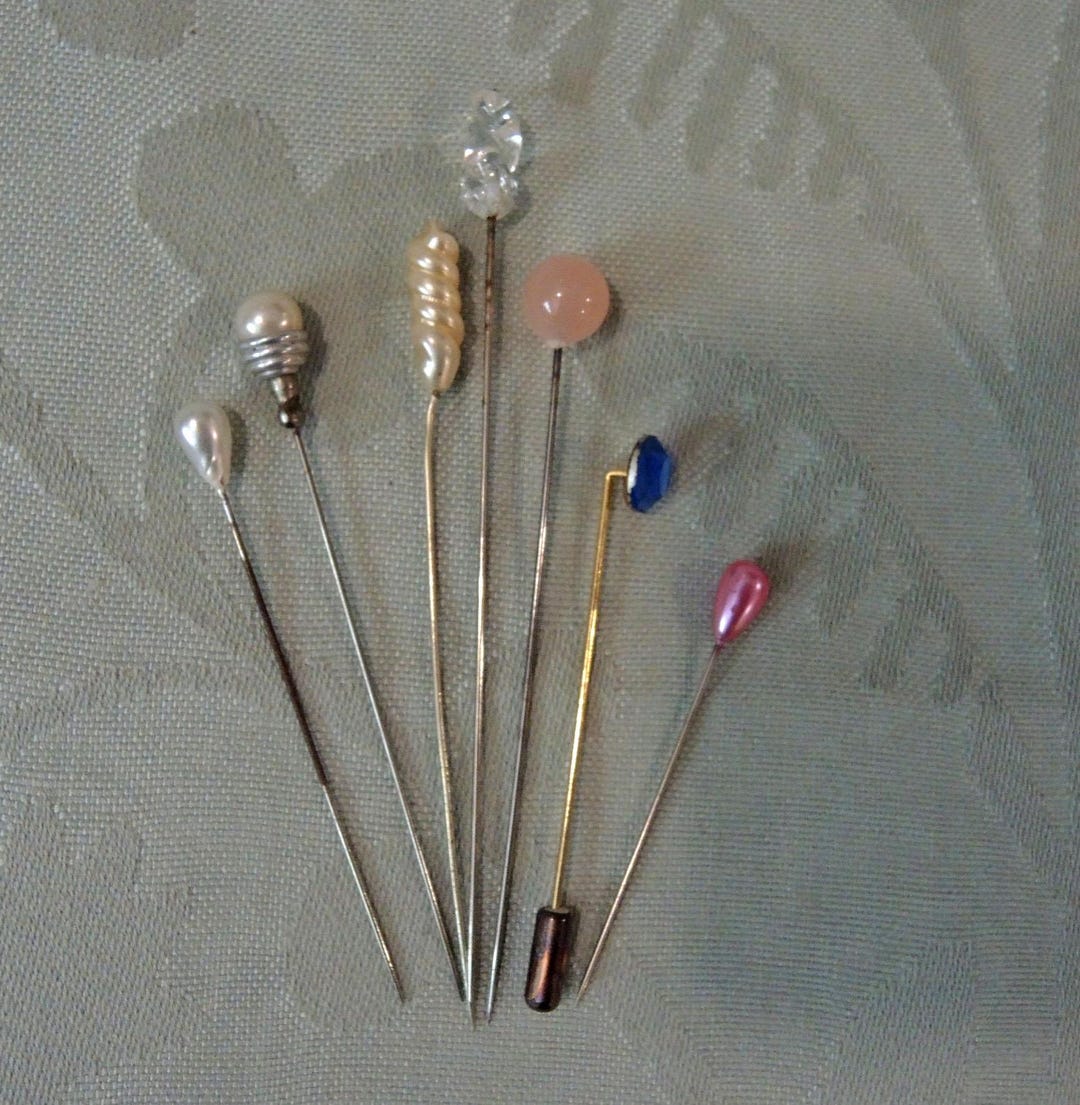 Stick Pin Collection, Collection of Seven Different Stick Pins, Pearls ...