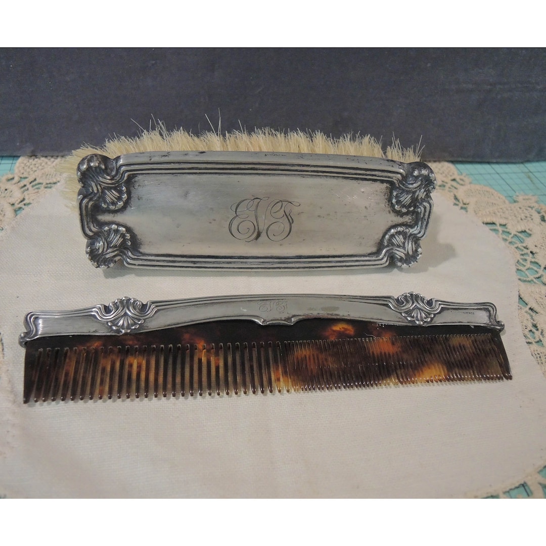 Vintage Silver Comb and Brush Set, Hope Silver Co. Monogrammed EVF - Etsy