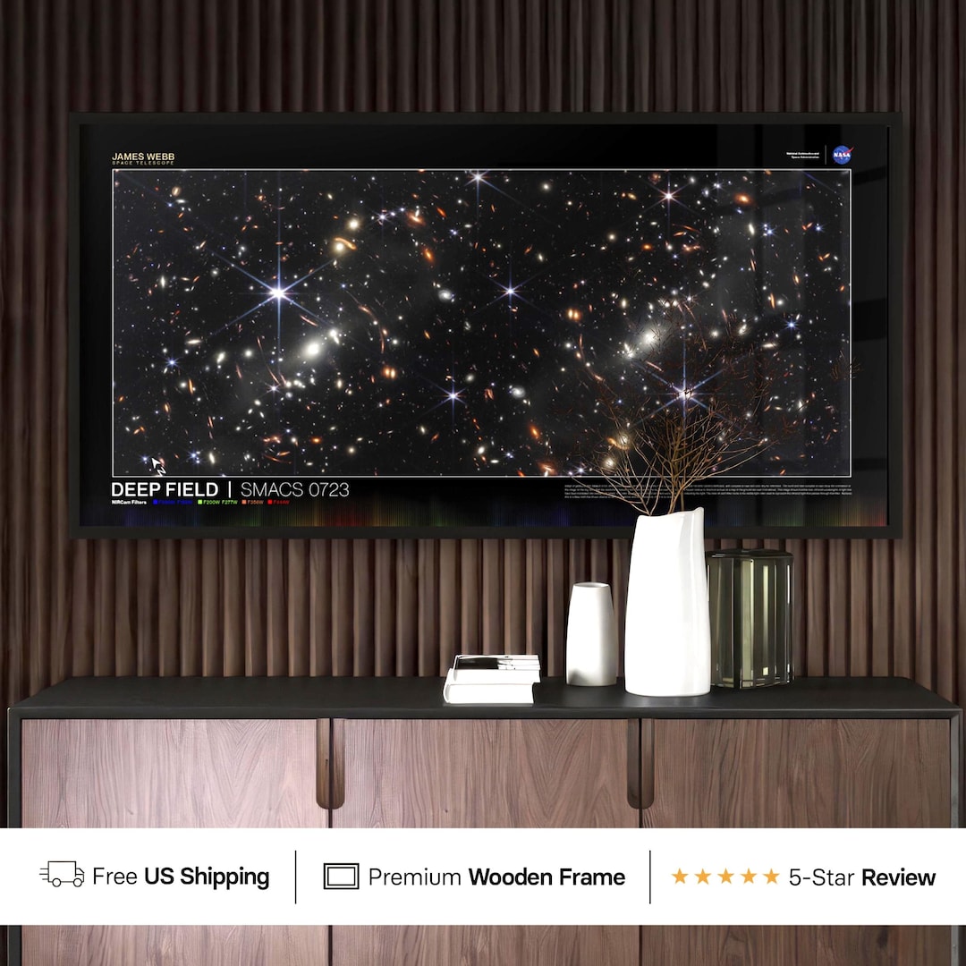 James Webb's First Deep Field (JWST) Panoramic Space Framed Poster | 07 ...