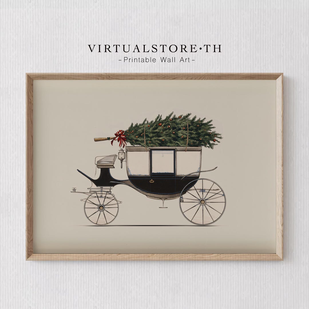 Rustic Christmas Carriage Art Printable Christmas Carriage Art Festive ...