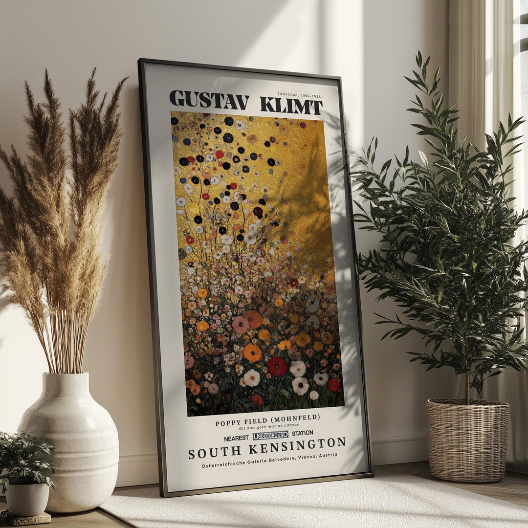 Gustav Klimt Exhibition Poster: Long Narrow Wall Art - Etsy