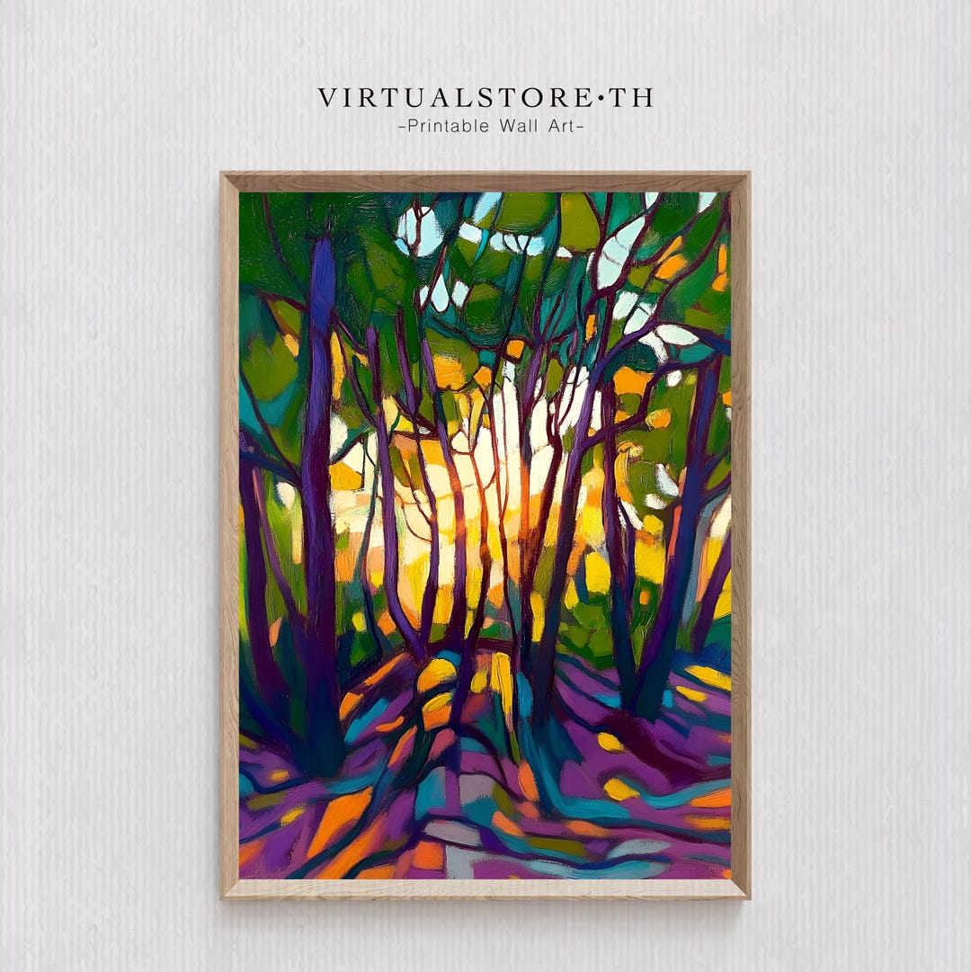 Abstract Pine Trees Painting Printable Wall Art, Instant Download ...