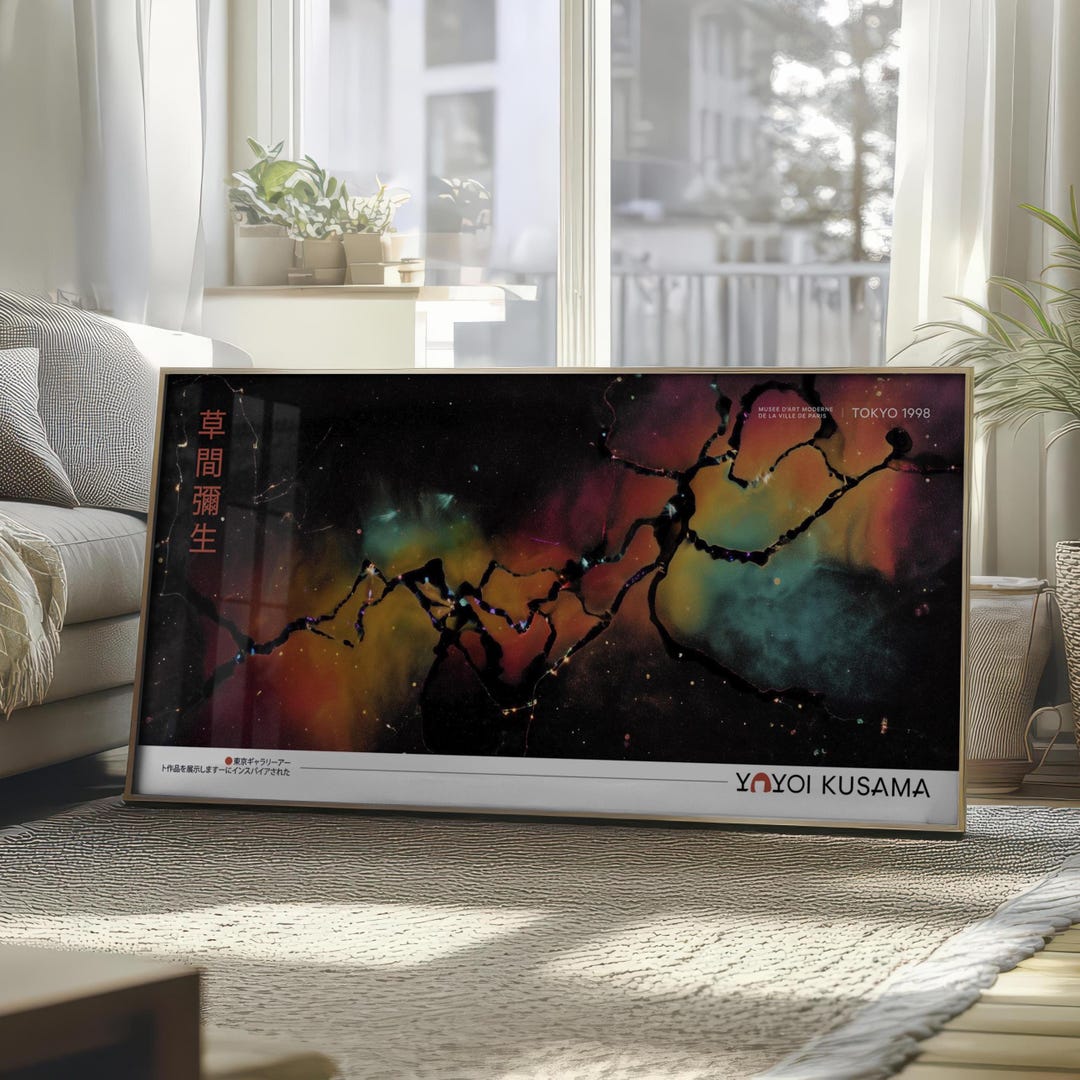 Yayoi Kusama Inspired Garden Flowers Print: Modern Japanese Galaxy Art ...