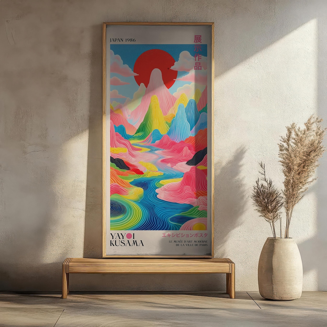 Long Narrow Poster, Surrealist Landscape Print, Colorful Japandi Wall ...