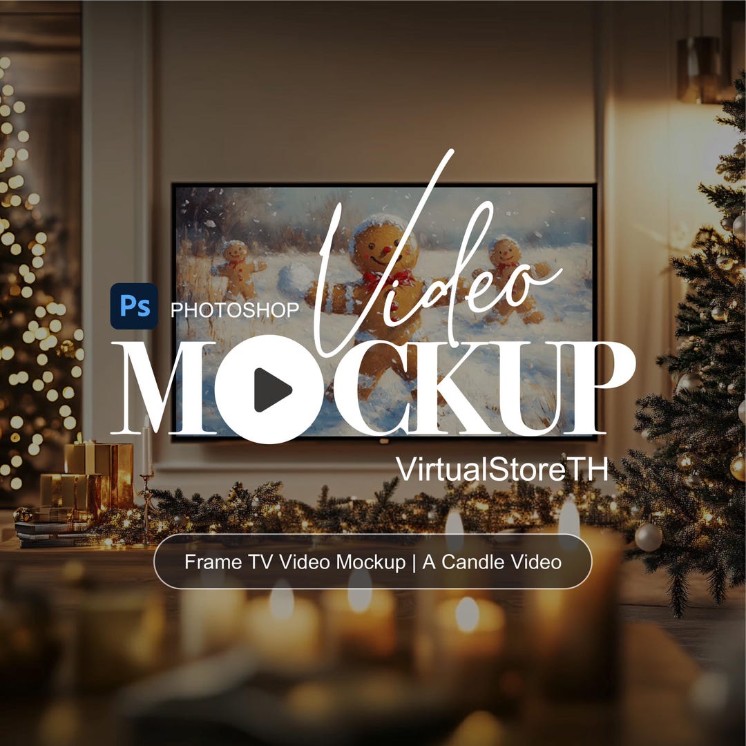 Xmas Frame TV Video Mockup 15s, Candle Animated Mockup, Frame Video ...