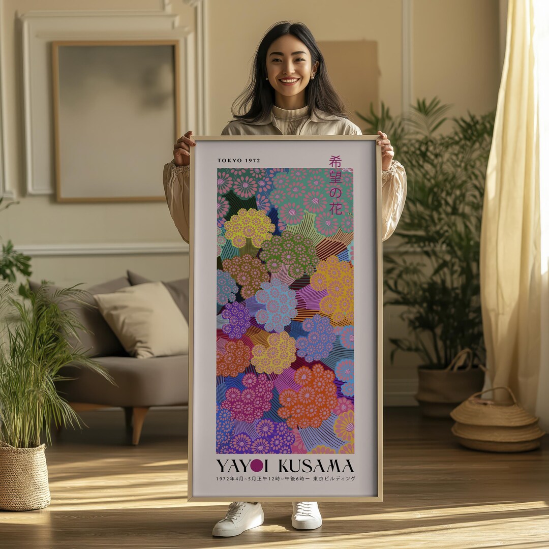 Garden Flowers of YAYOI KUSAMA #24, Panoramic Wallart Print, Japandi ...