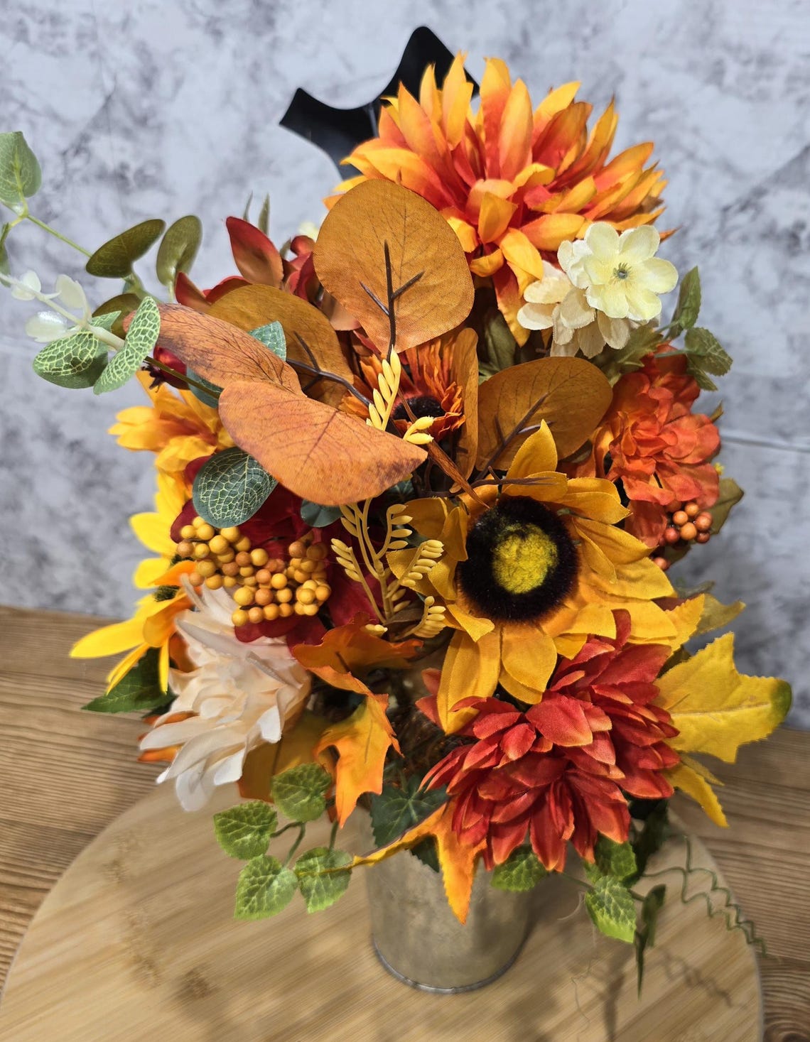 Scarecrow and Crow Cemetery Arrangement That is Filled With Fall Faux ...