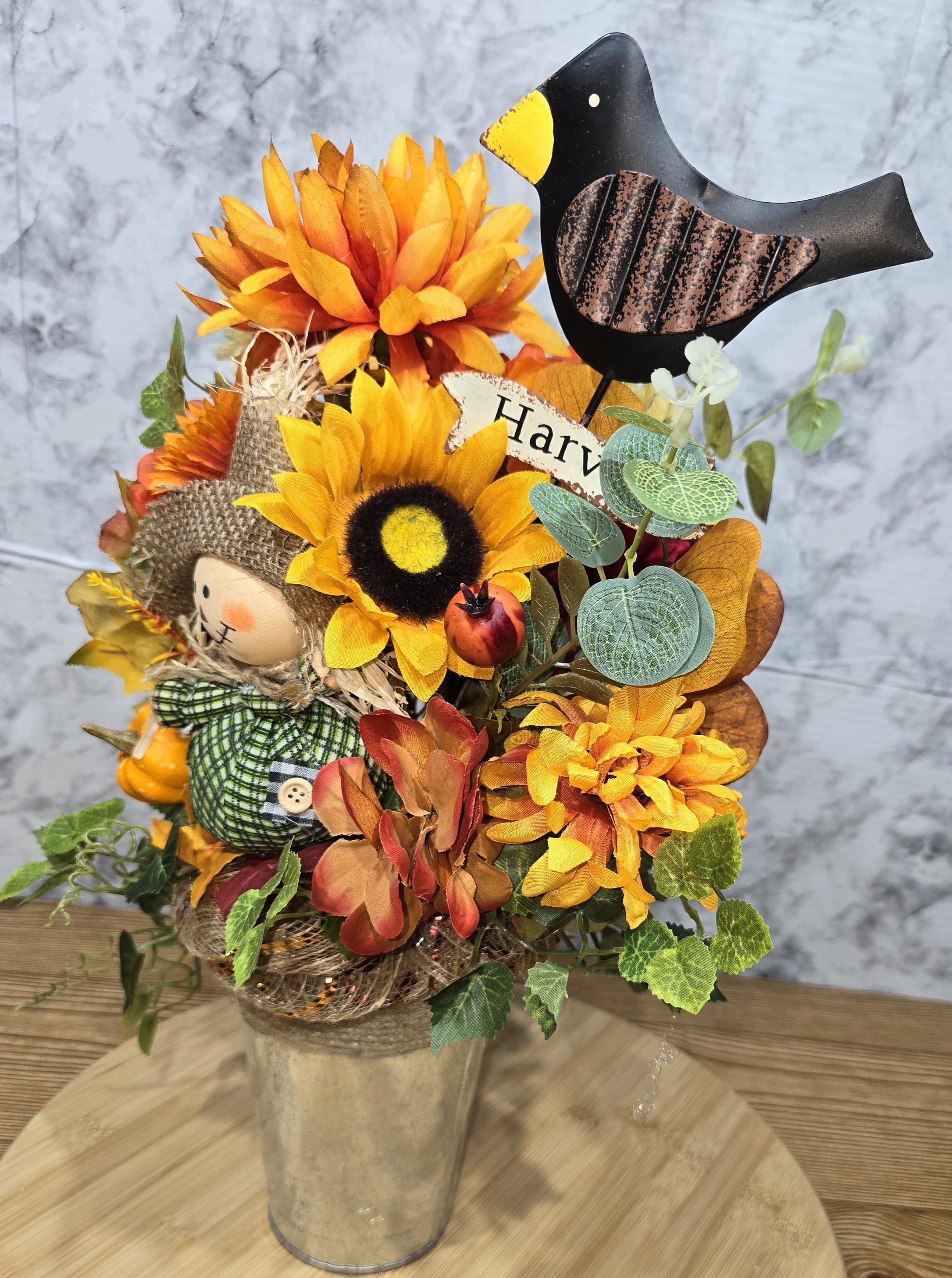 Scarecrow and Crow Cemetery Arrangement That is Filled With Fall Faux ...