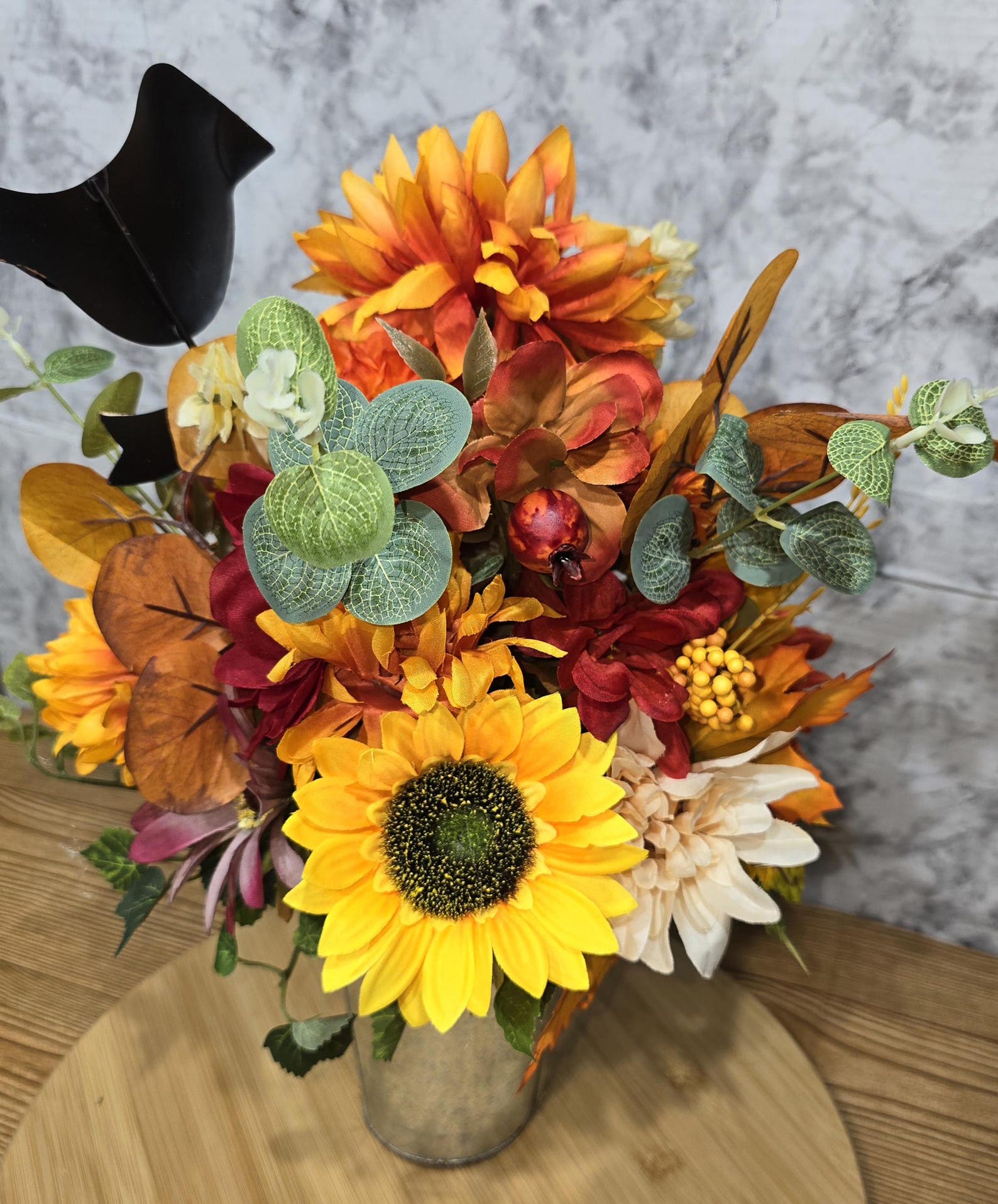 Scarecrow and Crow Cemetery Arrangement That is Filled With Fall Faux ...