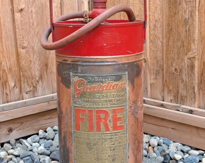 Vintage 5 Gallon Guardian Pump Tank Fire Extinguisher Pump Tank Fire ...
